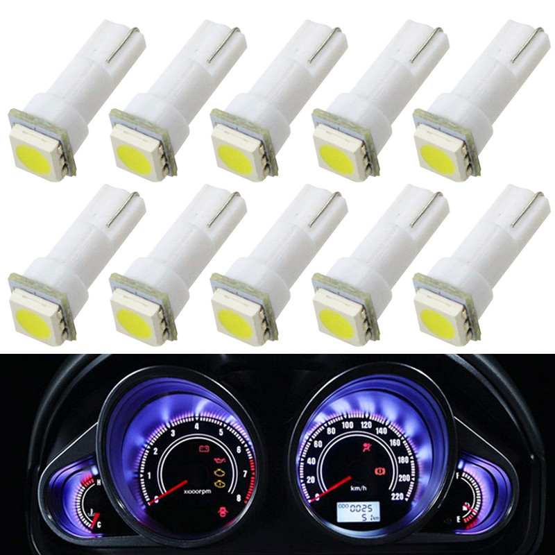 Jual 10 Buah T5 74 Bohlam LED 12V 5050 1-SMD 7000K Putih Mobil Interior ...