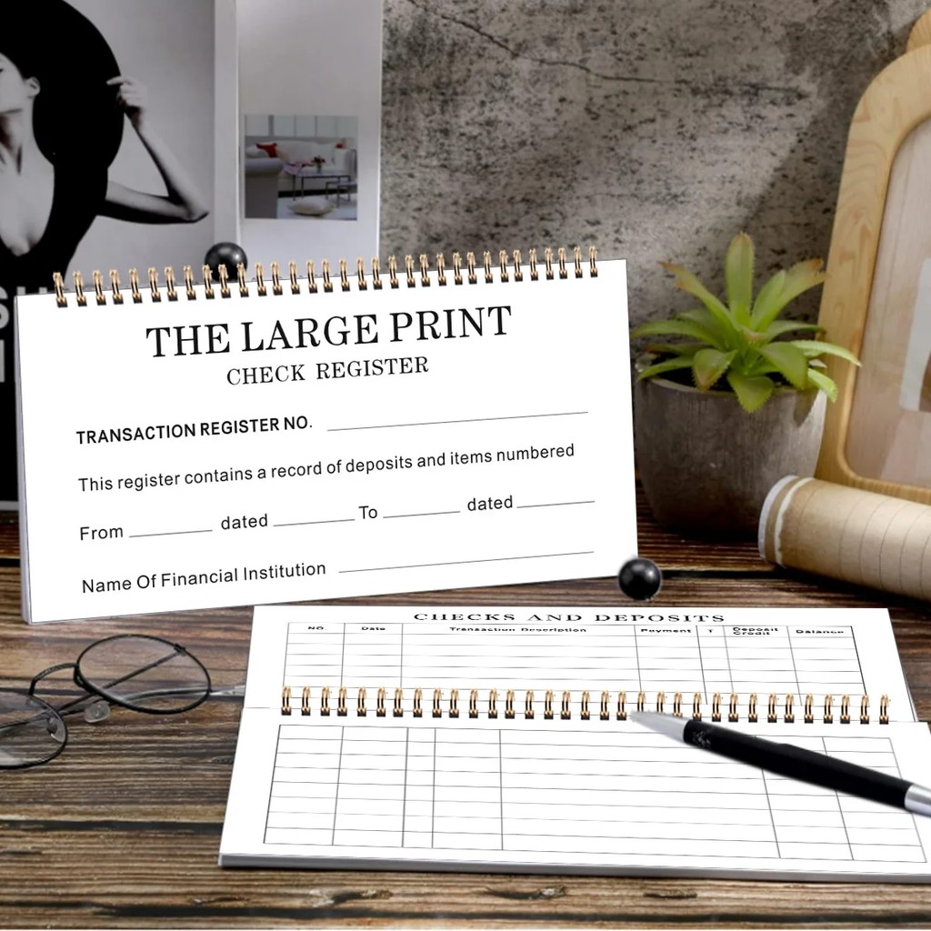 Jual Personal Checkbook Large Font Check Register, Deposit, Credit ...