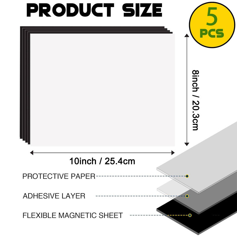 Jual 5 Sheets Adhesive Magnetic Sheets with Adhesive Backing 16Mil 8 x ...