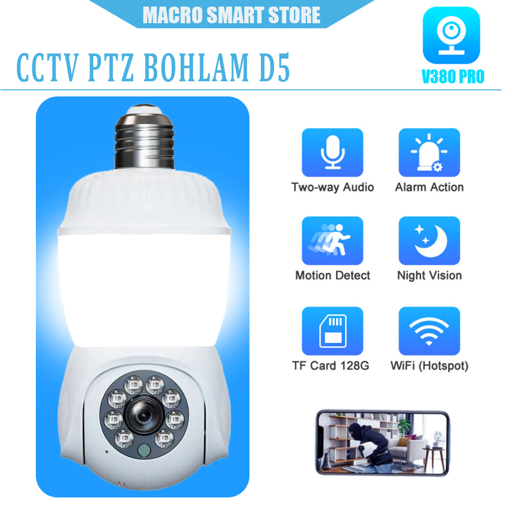 Jual NEW PRODUCT CCTV LAMPU V380 PRO D5 1080P 4 MP IP CAMERA PANTAU HP ...