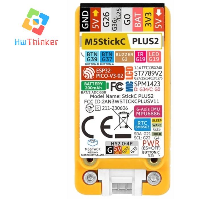 Jual M5stack M5stickc Stickc Plus2 Plus 2 Esp32 Esp32 Pico 6 Dof Imu Mpu6886 Mini Iot