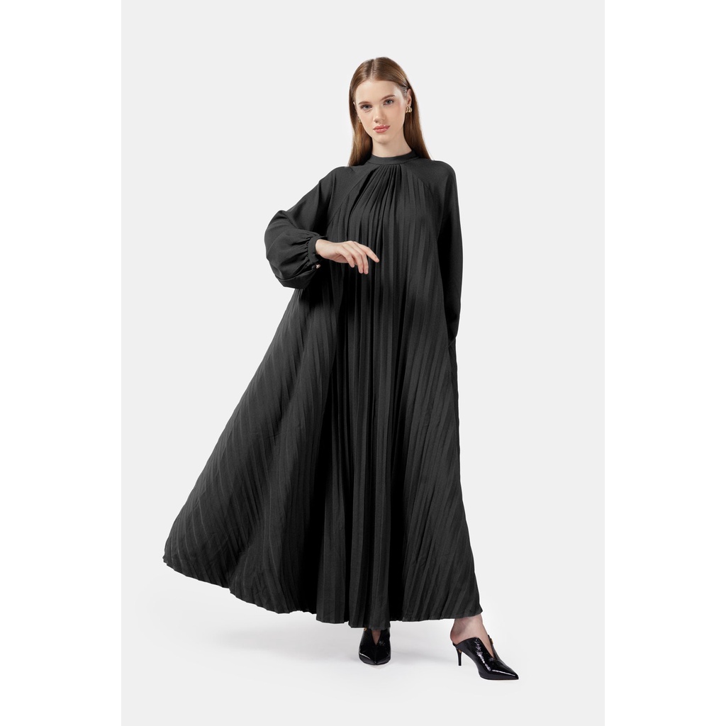 Jual Benang Jarum - Navier Pleated Dress - Jetblack | Shopee Indonesia
