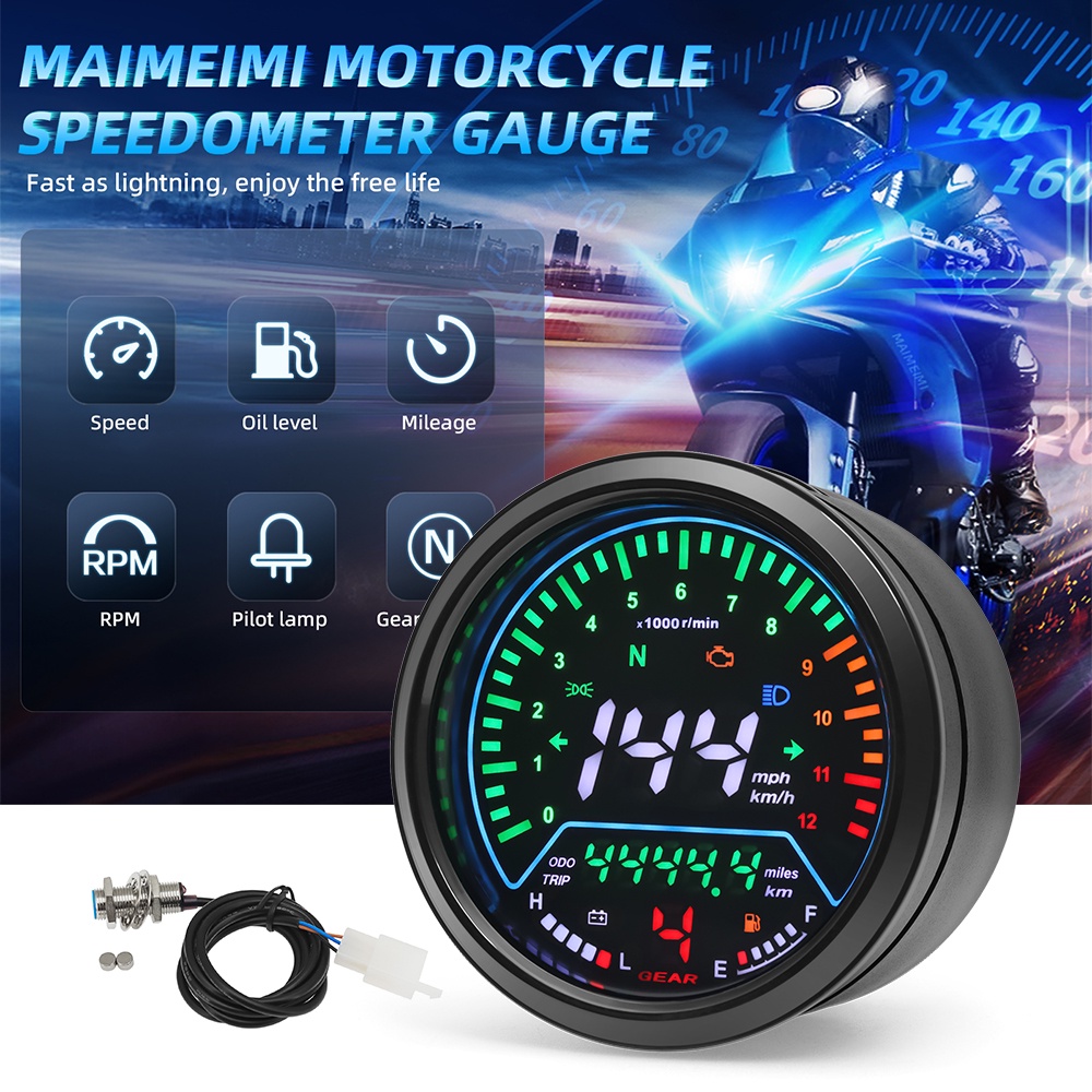 Jual MDA Motorcycle RPM Speed Speedometer Moto Digital Instrument Panel ...