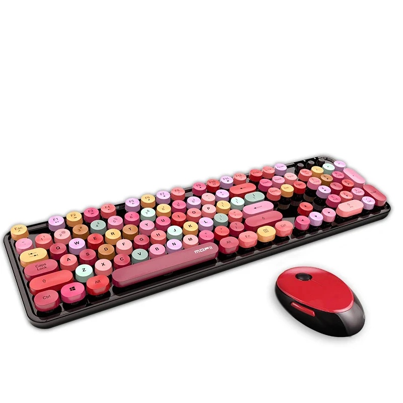 Jual MCC Wireless Keyboard Mouse Combo Colorful Keyboard with Round ...
