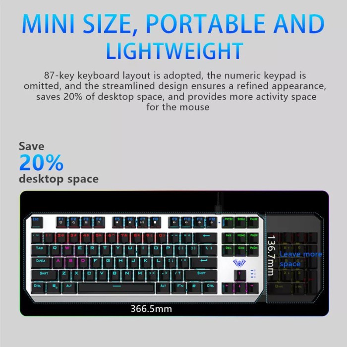 Jual Keyboard Gaming Mechanical AULA F-2067 TKL - K-RGD Blue Switch-New ...