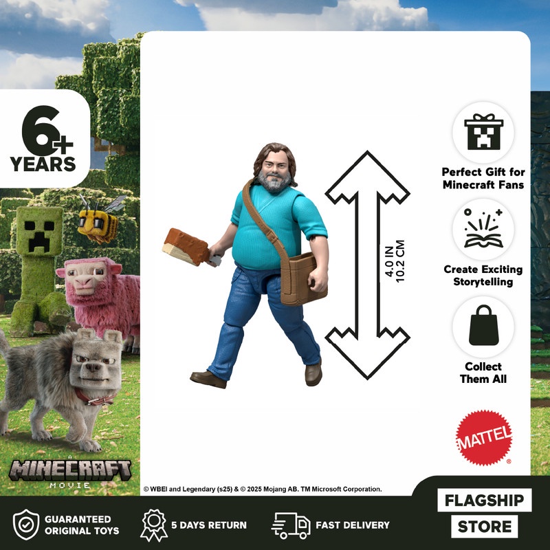 Jual Minecraft Movie 4-inch Steve Posable Character & Accessories ...