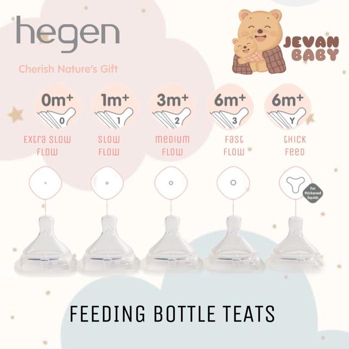 Jual Hegen Feeding Bottle Teats Extra Slow Flow / Slow Flow / Medium ...
