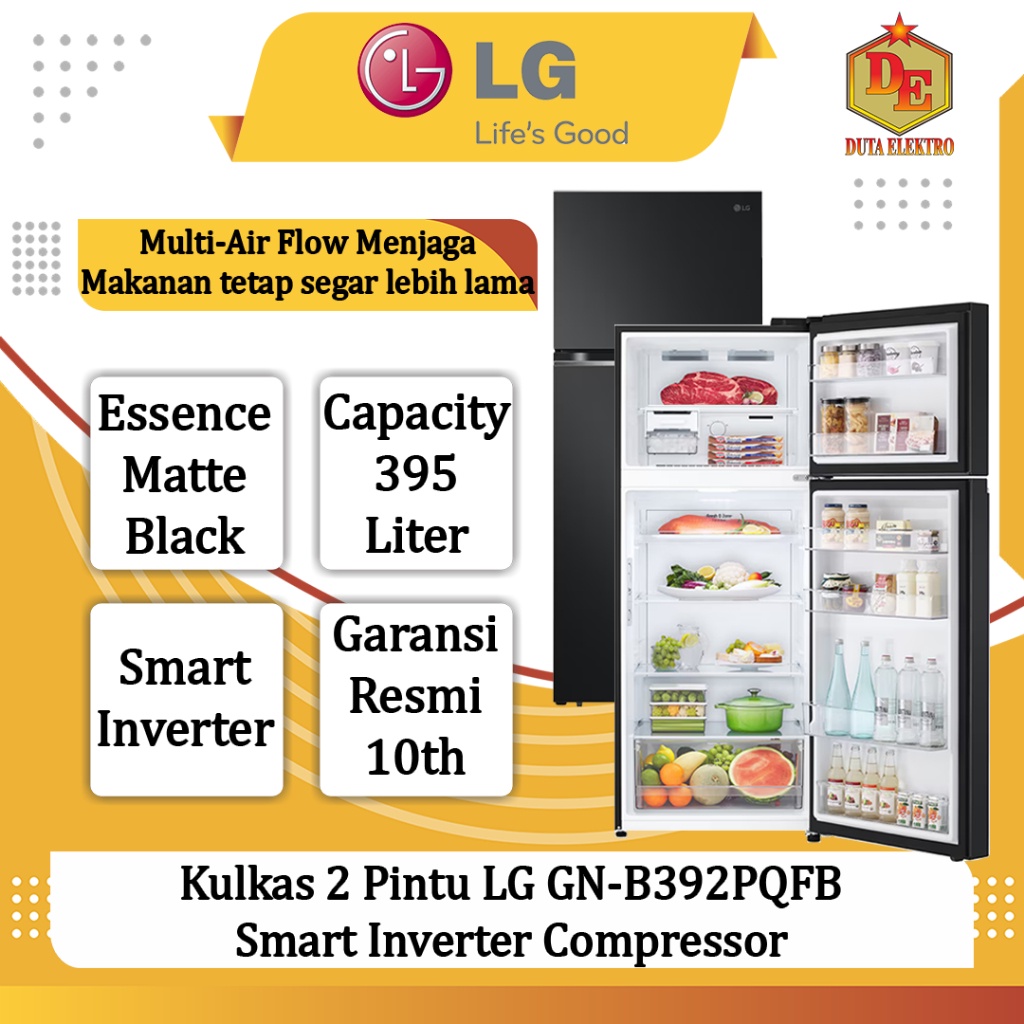 Jual Kulkas 2 Pintu LG GNB 392 PQFB Smart Inverter Compressor | Shopee Indonesia
