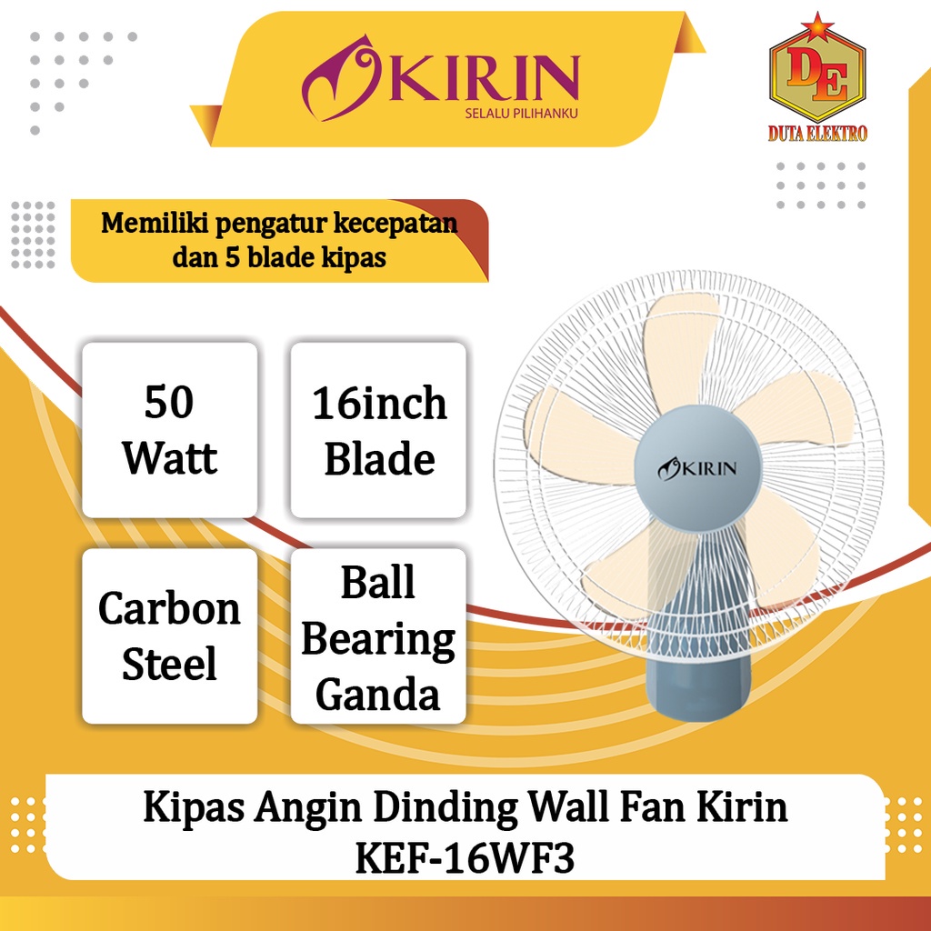 Jual Kipas Angin Dinding Kirin KEF 16 WF3 Wall Fan | Shopee Indonesia