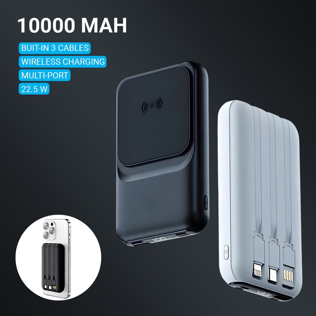 Jual Powerbank 10000mAh 3in1 Wireless Fast Charging Magnetic Power Bank ...