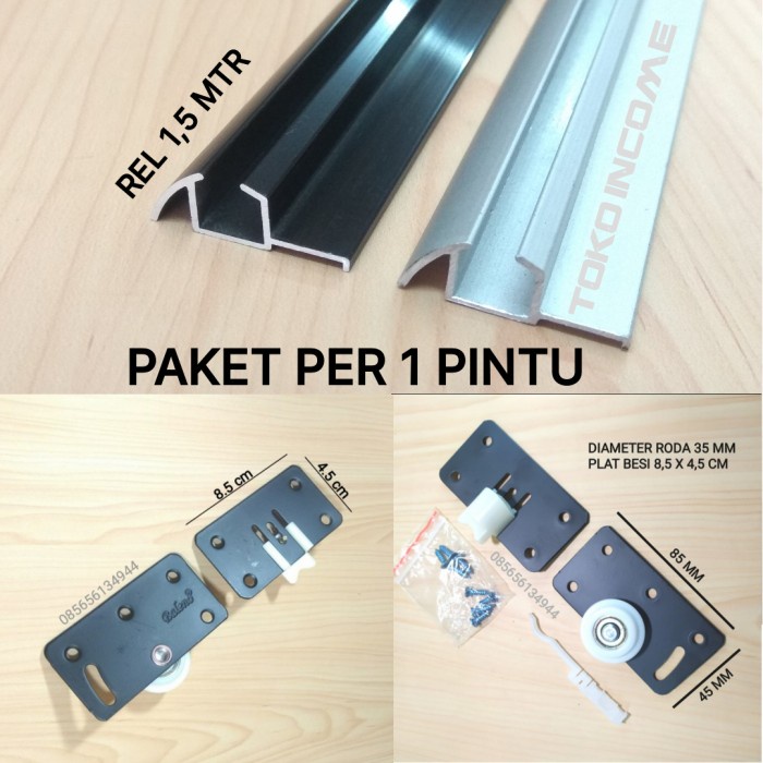 Jual PAKET PER PINTU RODA PLUS REL TIMBUL 380 LEMARI SLIDING / GESER 1,5 M :) | Shopee Indonesia