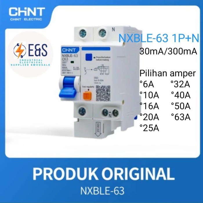 Jual RCCB/RCBO NXBLE-63 1P+N 6A 10A 16A 20A 25A 32A 40A 50A 63A 6kA CHINT | Shopee Indonesia
