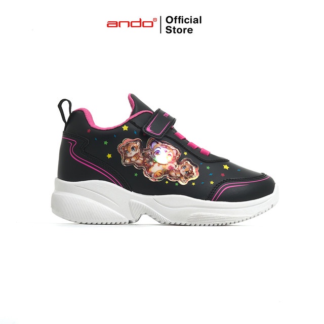 Jual Ando Official Sepatu Sneakers Cute Lion V Anak - Hitam/Merah Jambu ...