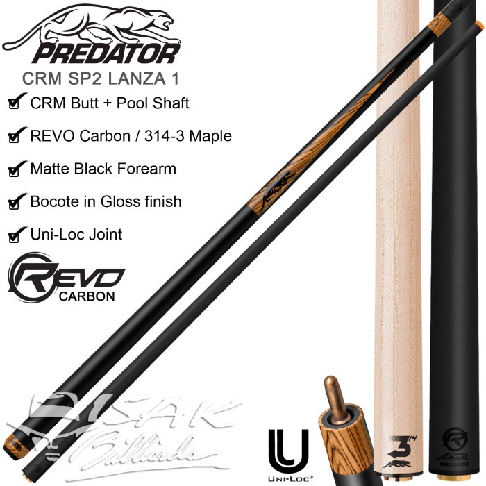Jual Predator CRM SP2 Lanza Bocote 1 Carom Cue - Revo Carbon 314-3 Maple Shaft low Deflection ...