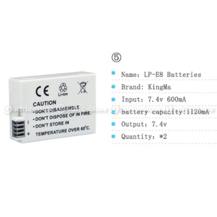 Jual Kingma Baterai Lp-E8 Canon Battery For Eos 700D 650D 600D 550D Etc ...