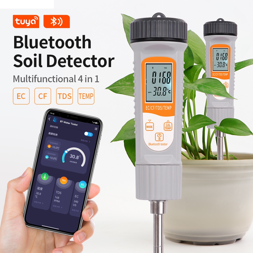 Jual Smart Bluetooth Soil Water Quality Monitor Digital 4 In 1 EC TDS ...