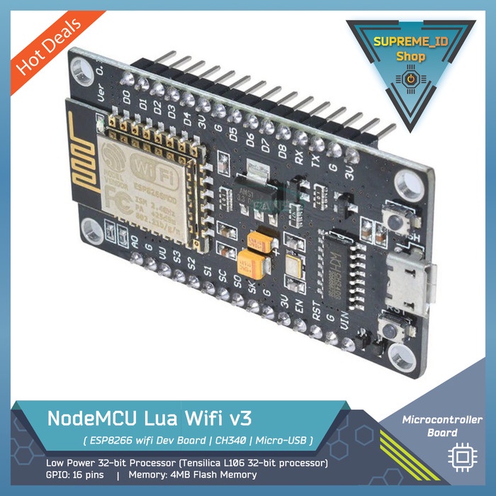 Jual NodeMCU Lua Microcontroller ESP8266 Wifi Wireless IoT Control Dev Board v.3 - CH340 / OEM ...