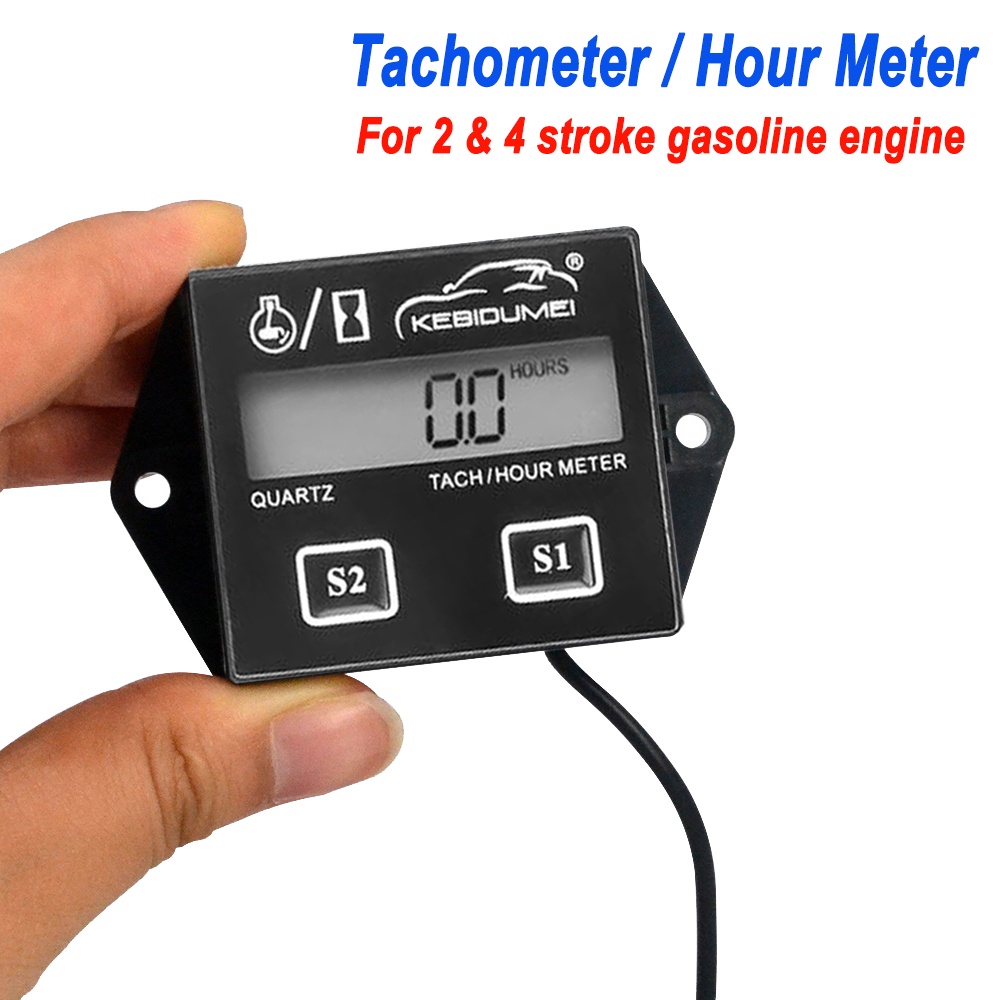 Jual Digital Engine Tach Hour Meter Tachometer Gauge Engine Rpm Lcd Display Motorcycle Motor ...