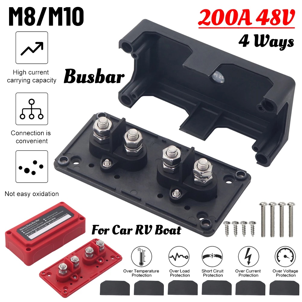 Jual M8/M10 Bus Bar Busbar Box Module 200A 48V 4 Terminal Ways High ...