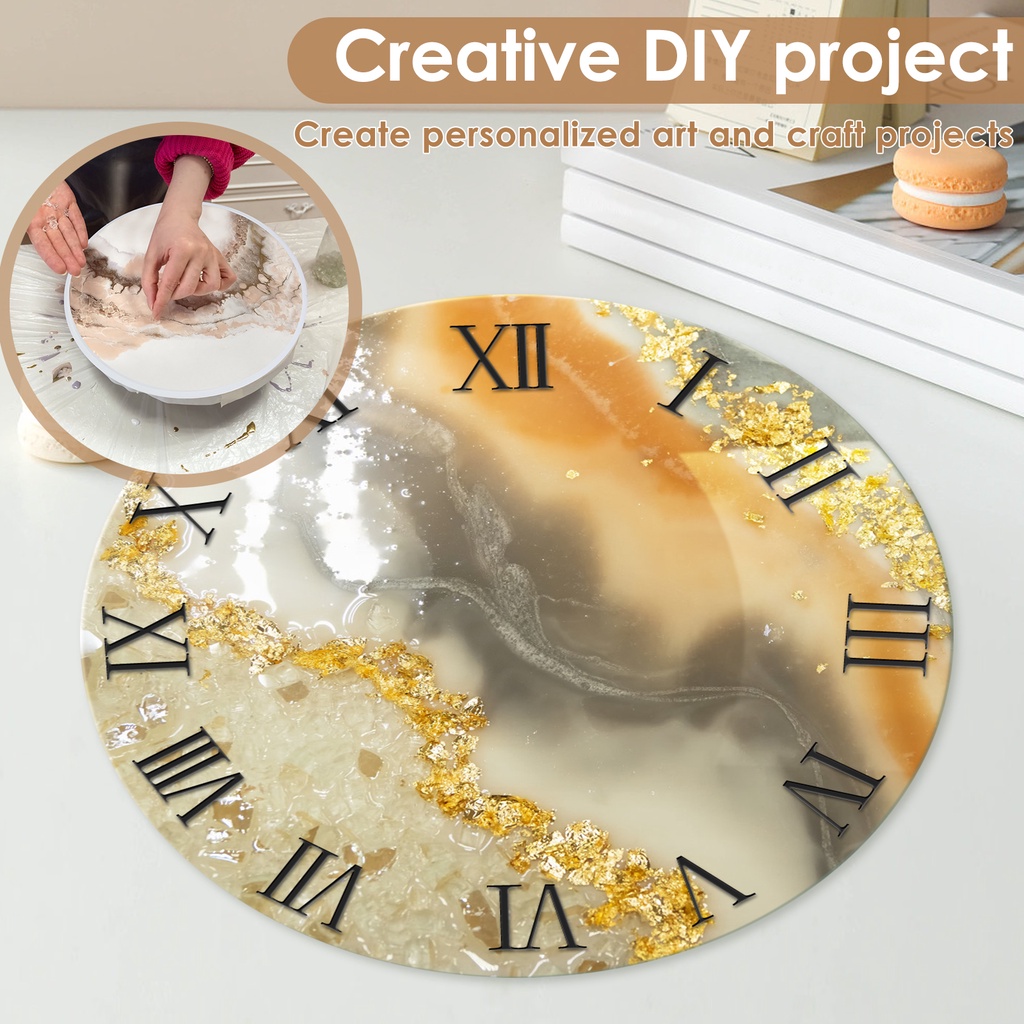 Jual Resin Clock Mold with Arabic/Roman Numeral Mold 14.6inch Silicone ...