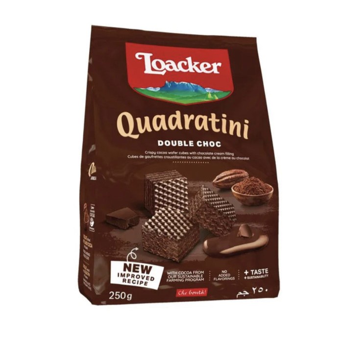Jual Loacker Quadratini Double Chocolate / Biskuit Loacker Double ...