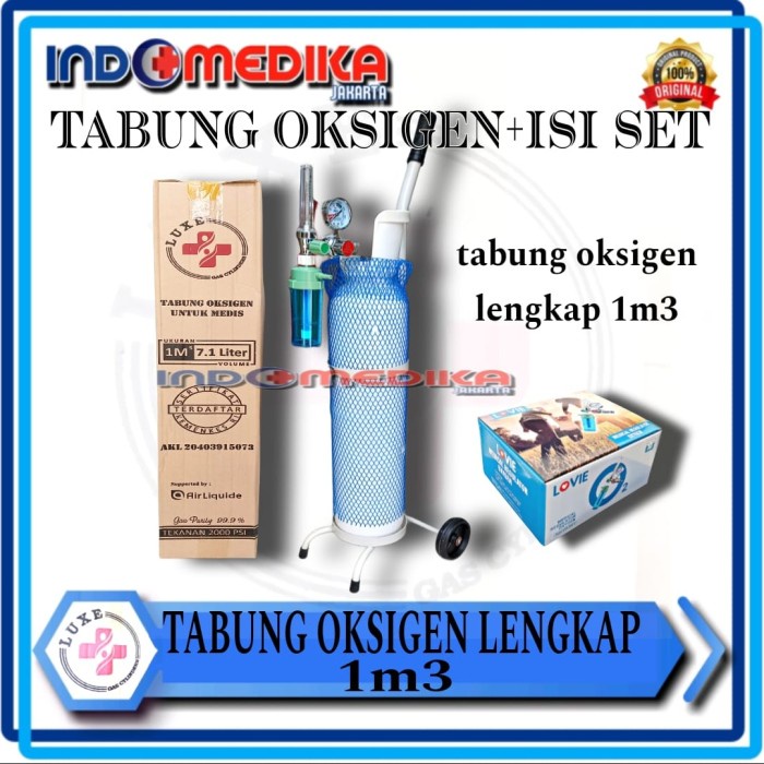 Jual tabung Oksigen 1m3 Lengkap / Tabung Medis / Tabung set oksigen 3in1 | Shopee Indonesia