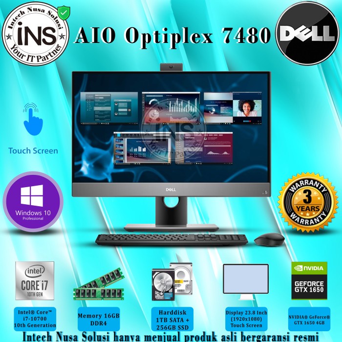Jual DELL Optiplex 7480 AIO Core i7-10700 16GB 1TB+256GB VGA 4GB W10PRO ...