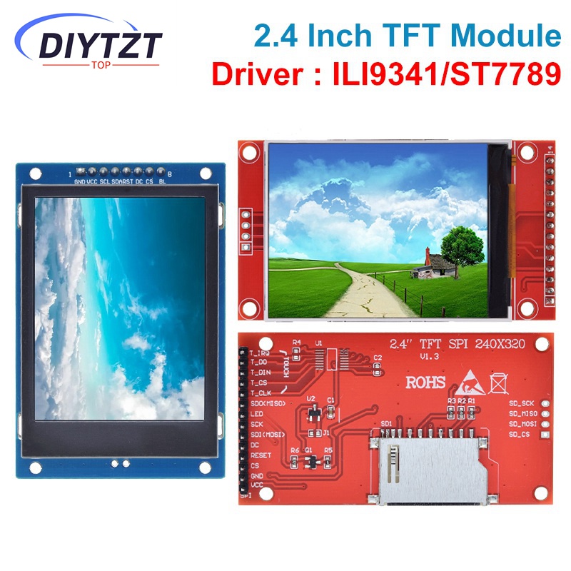 Jual 2.4 inch 240x320 SPI TFT LCD Serial Port Module DIYTZT 5V/3.3V Adapter Micro SD Card ...