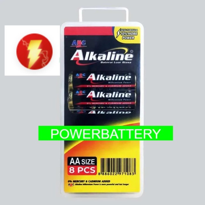 Jual Baterai ABC Alkaline AA (A2) isi 8 PIECES LR6 8B 1.5V Free Case ...