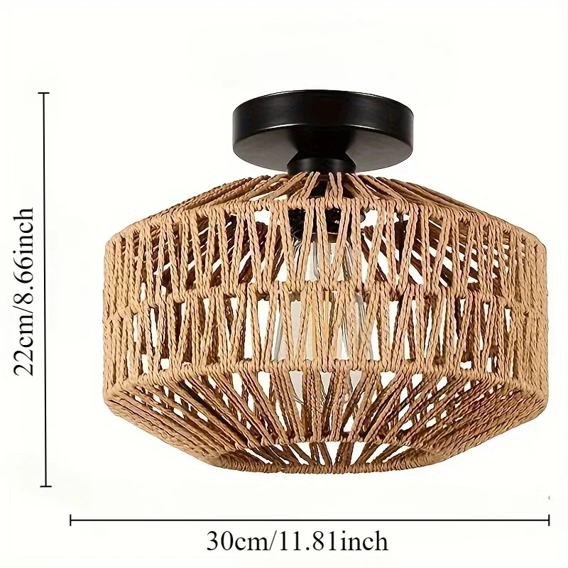 Jual Braided Straw Rope Lampshade Chandelier Shades Pendant Lantern ...