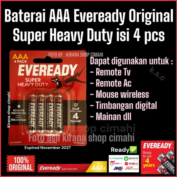 Jual Lengkap- Baterai AAA Eveready super heavy duty isi 4 pcs AAA ...