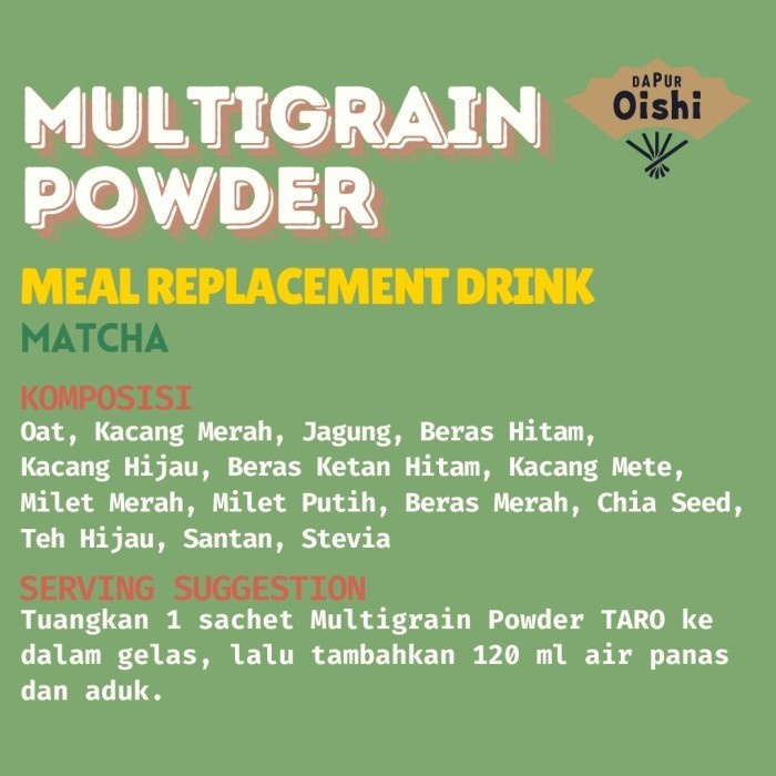 Jual [ MATCHA ] Multigrain Powder [ Meal Replacement Drink ] 525g Pouch ...