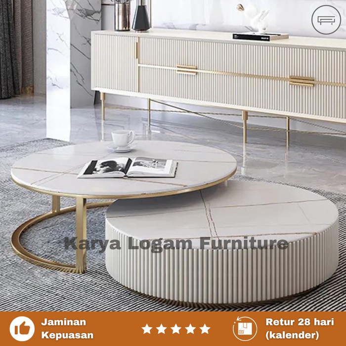 Jual Coffee Table Modern Minimalis - Meja Tamu Susun Stainless Top ...