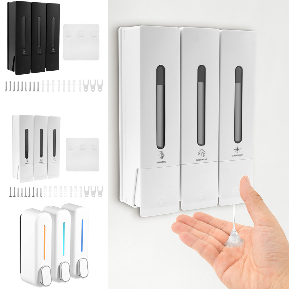 Jual Wall Mounted Soap Dispenser 3 Chamber Shampoo Shower Gel Dispenser ...