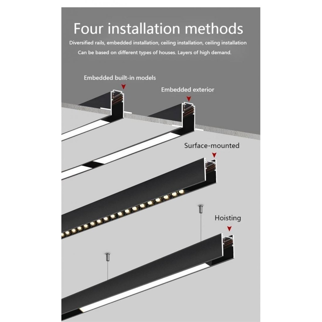 Jual AMC P22 Rail 2 Meter Dimmable Magnetic Track Light System Rel ...