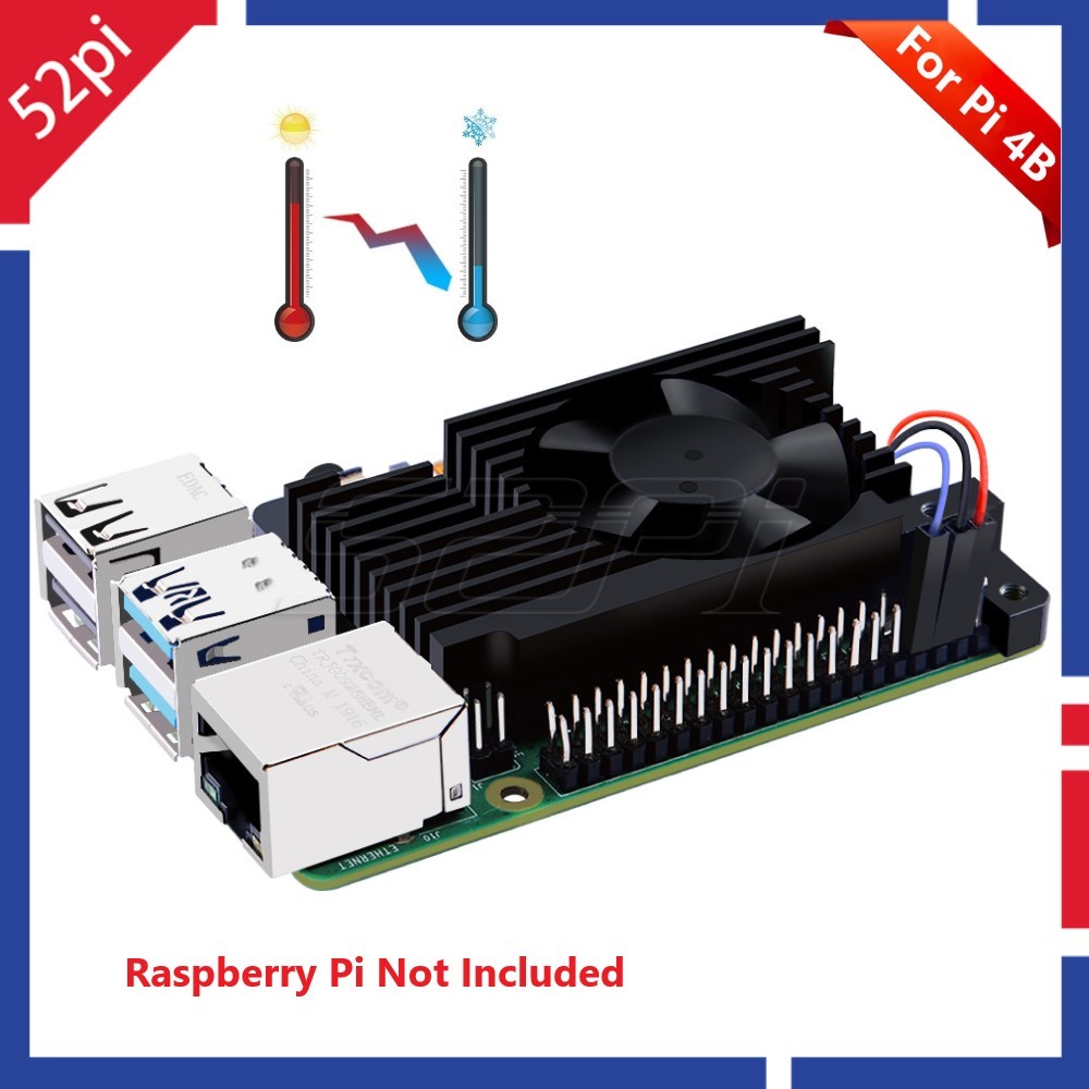 Jual NEW Adjustable Speed CNC Extreme Cooling Fan PWM Heatsink Kit Quiet Fan For Raspberry Pi 4 ...