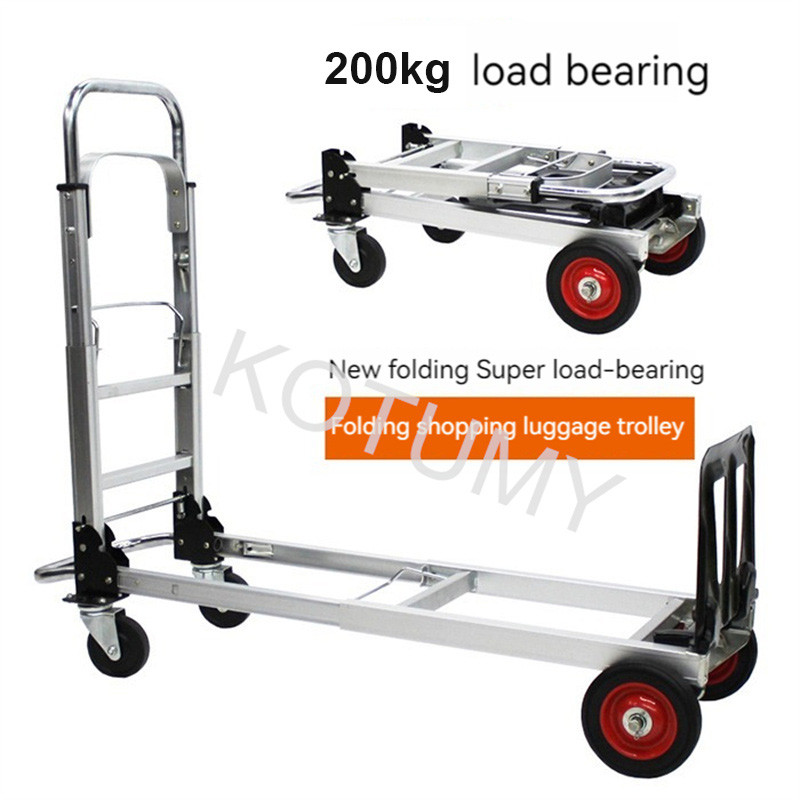 Jual Folding Four Wheel Hand Pulled Luggage Cart Shopping Express ...
