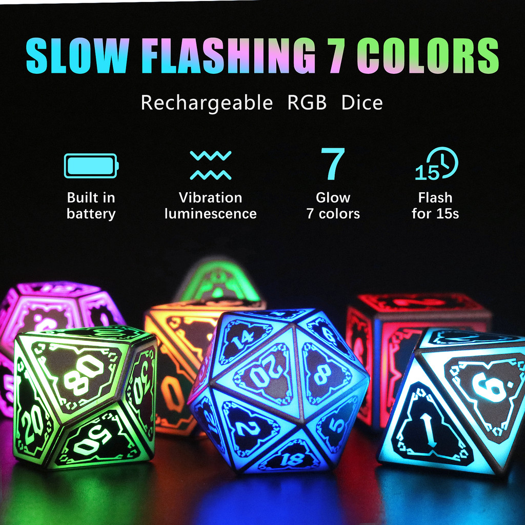 Jual Wireless Charging Light up Dice, Rechargeable DND Dice Set for ...