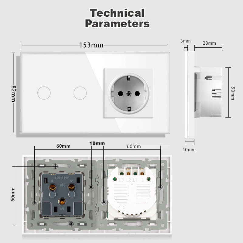 Jual Touch Sensor Switch With Socket With Usb Crystal Glass Panel 153 ...