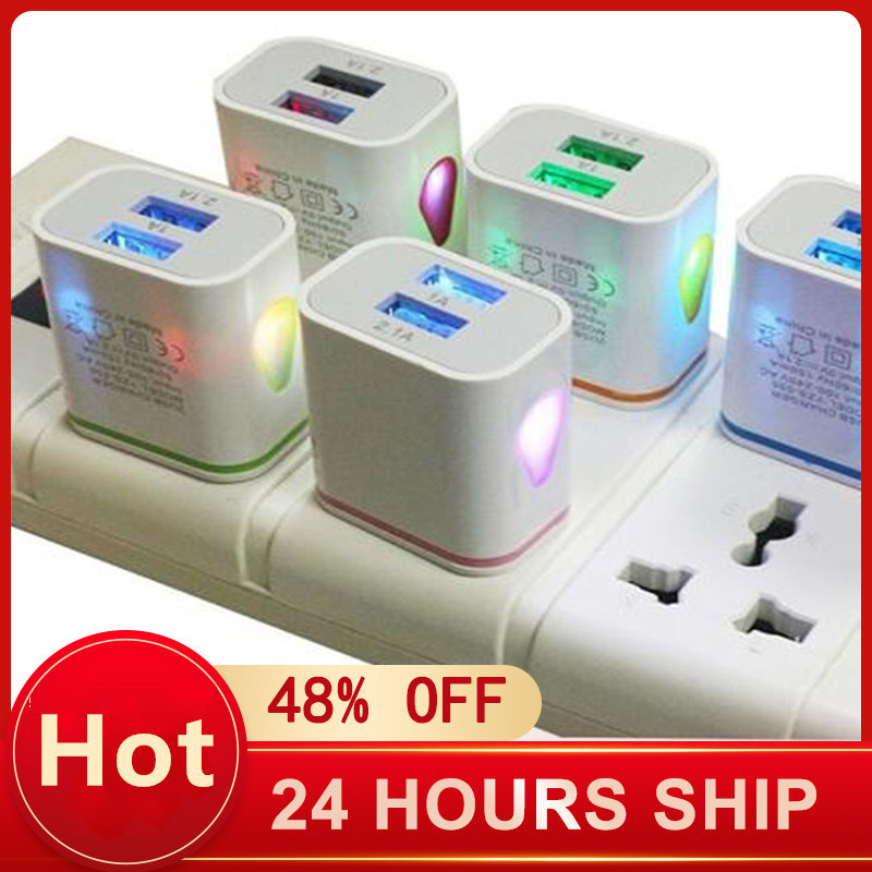 Jual New USB Wall Phone Charger EU/US Plug Dual Port 2.1A Output Travel ...