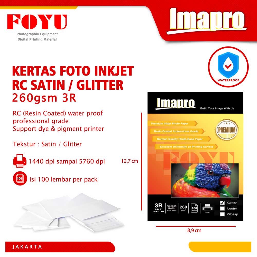Jual Kertas Foto Inkjet Imapro essional RC Satin Glitter 260gsm 3R ...