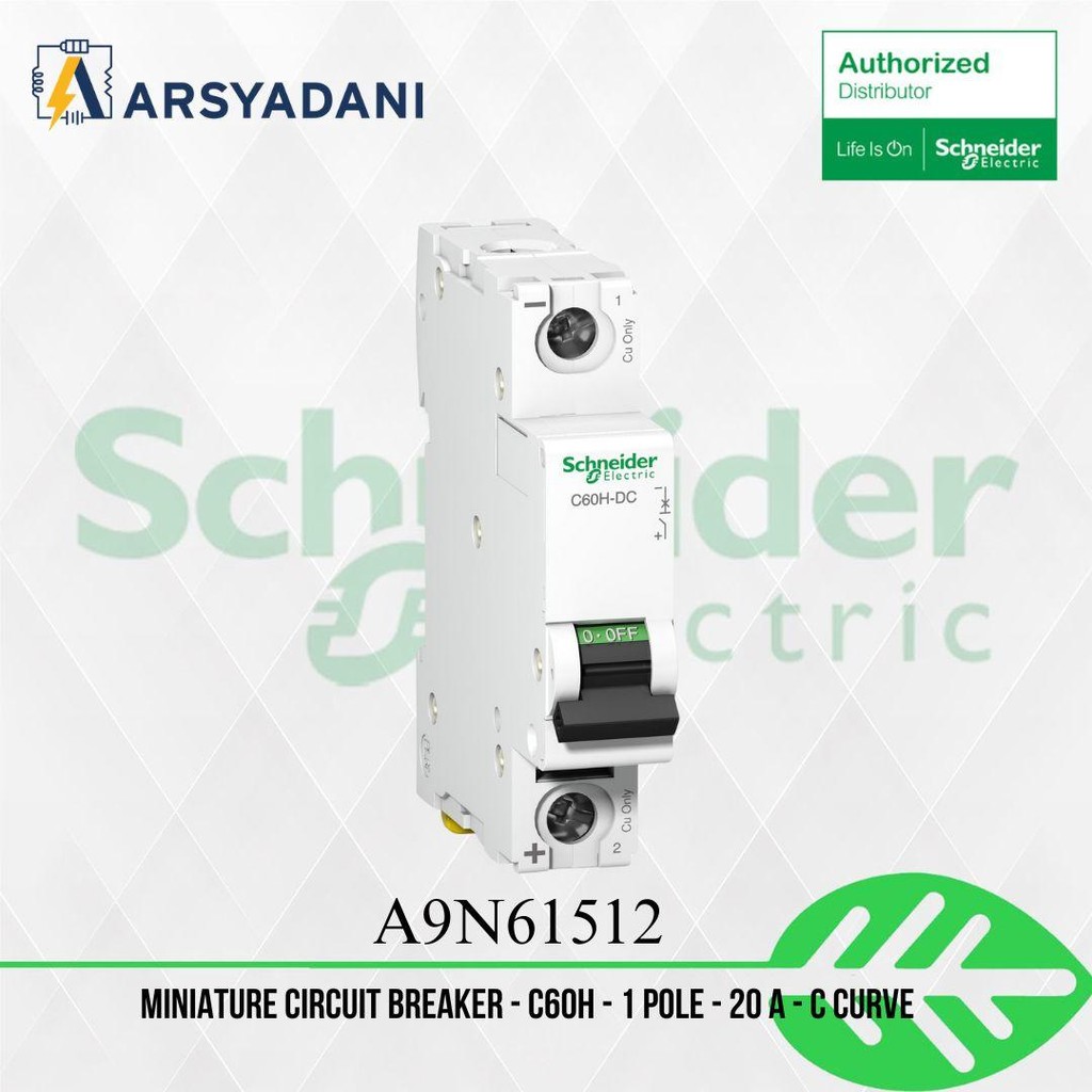 Jual A9N61512 - miniature circuit breaker - C60H - 1 pole - 20 A - C ...