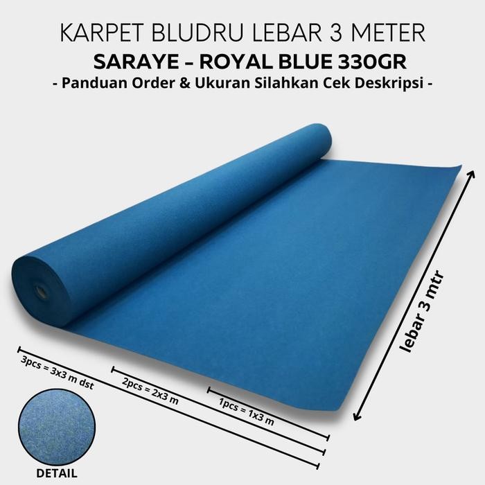 Jual Karpet Brudu Polos Meteran Karpet Wedding SARAYE 1x3 Meter Royal Blue | Shopee Indonesia