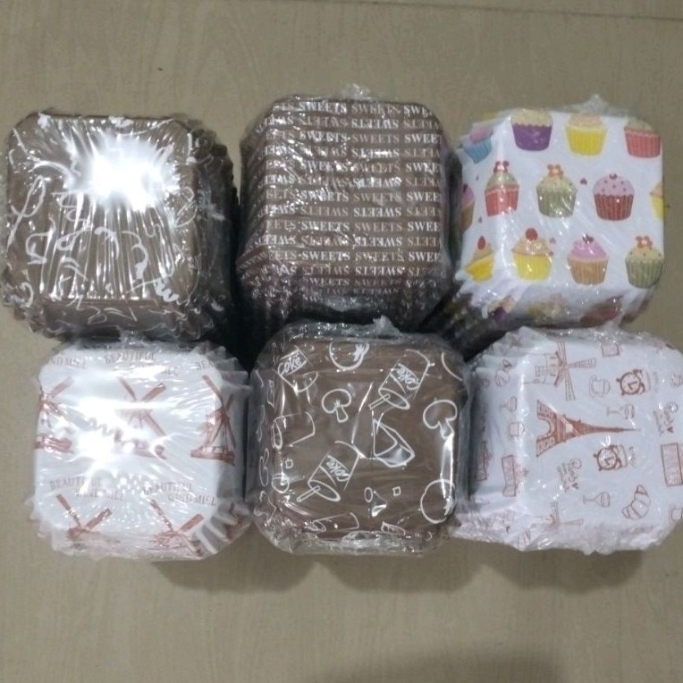 Jual Cup Roti Laminasi Persegi 8x8x3 Cm 200 Pcs | Shopee Indonesia