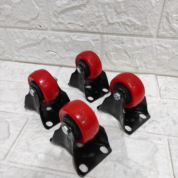 Jual PREMIUM RODA PVC MERAH 2" RODA TROLI MEJA ETALASE MATI HIDUP REM ...