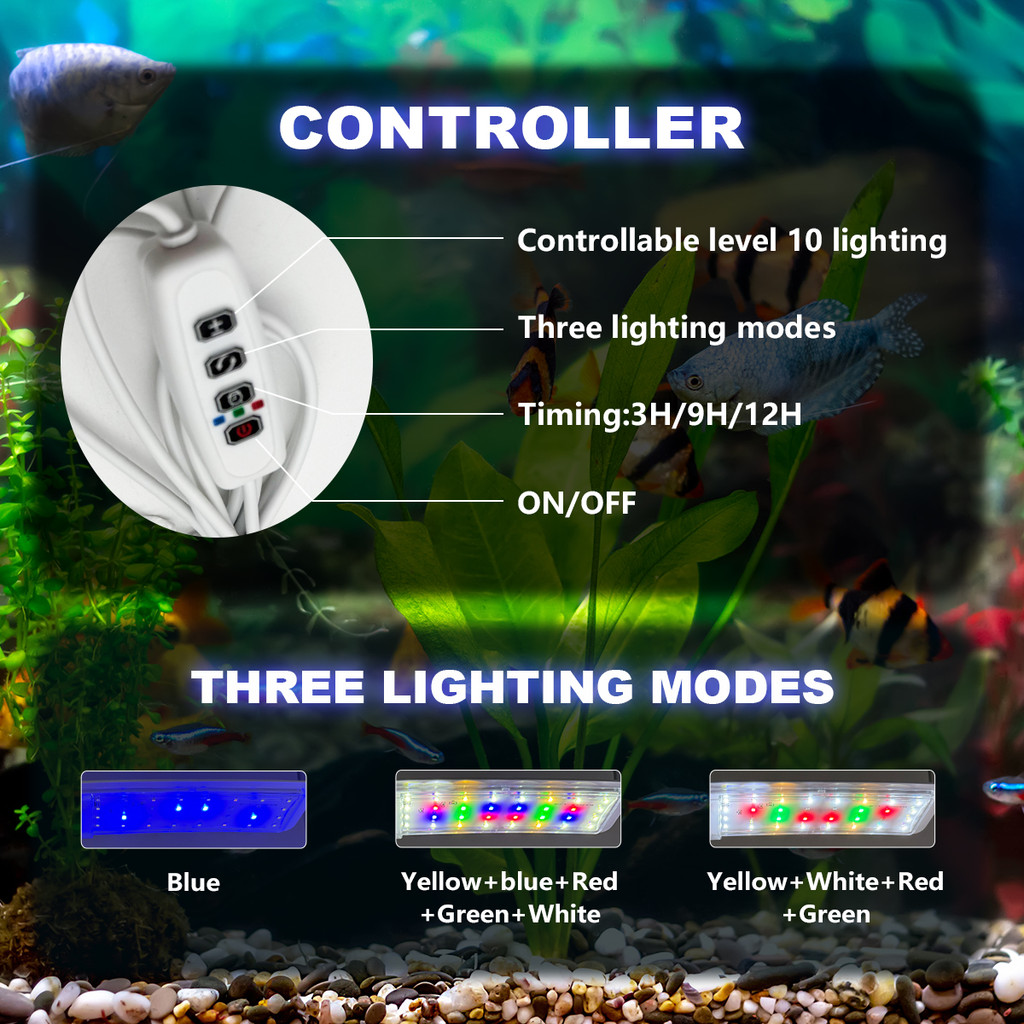 Jual Medium Fish Tank Light Ten Dimming 3/9/12 Timing Three Kinds Of ...