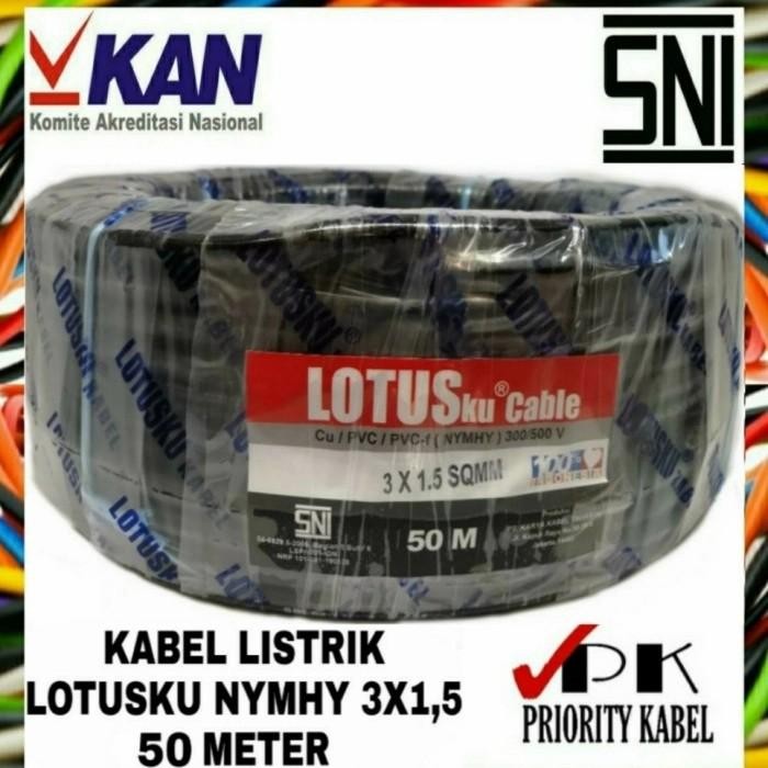 Jual Kabel Listrik Serabut Lotusku Nymhy 3X1,5 3X1.5 50 Meter (50M) Lotus | Shopee Indonesia