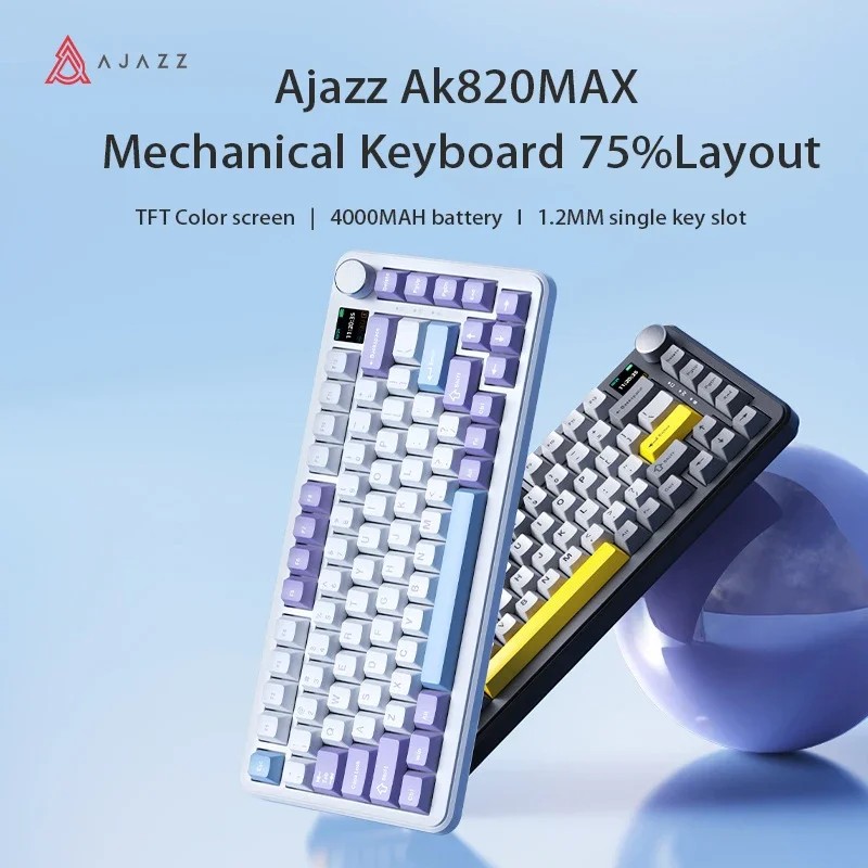 Jual Ajazz AK820 MAX Mechanical Keyboard 75% Layout Wireless Tri-Mode Gasket Hot Swap TFT Screen ...