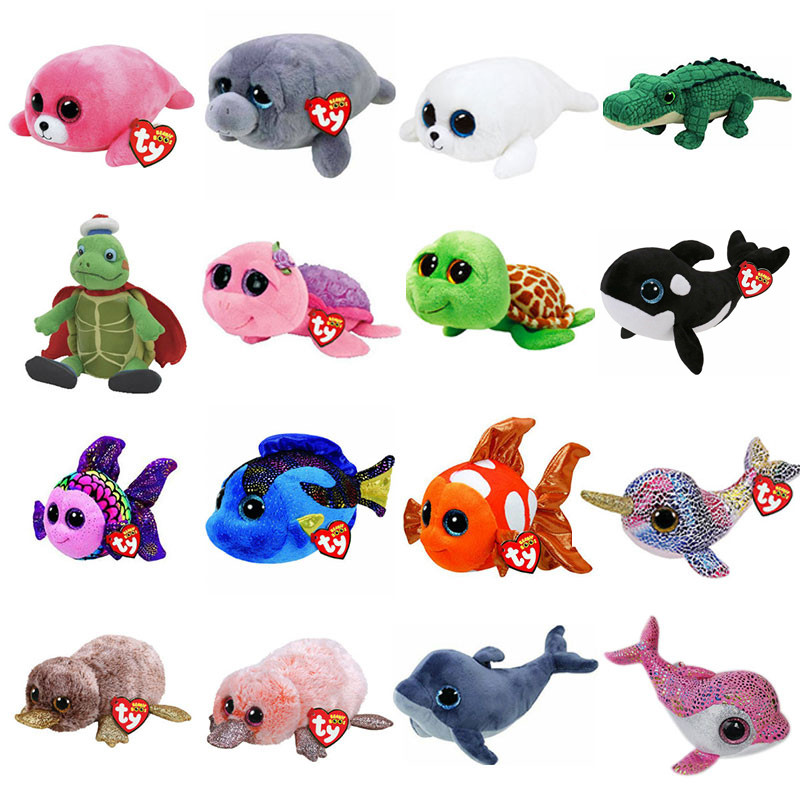 Jual Ty Animal Stuffed Plush Toys Tropical Fish Dolphin Turtle Platypus ...