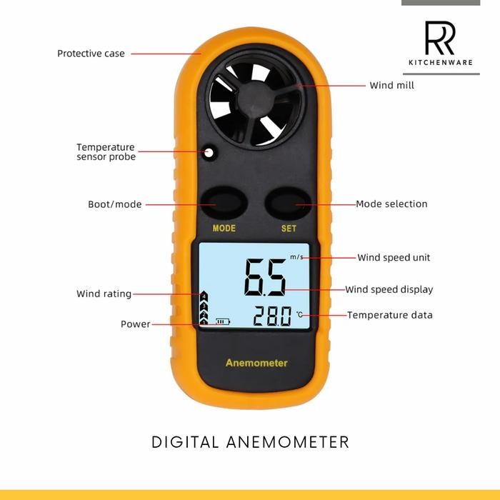 Jual Digital Wind Anemometer Pengukur Kecepatan Angin Digital ...